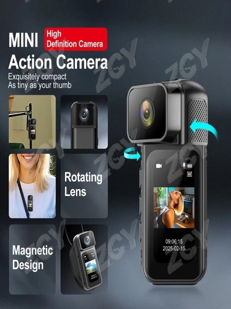 Миниатюрная экшнкамера S80 с премиум стабилизацией, магнитным креплением и портативным подвесом на шею