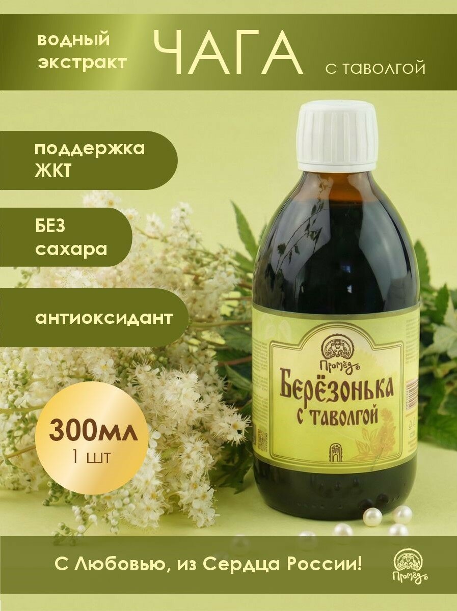 Водный настой чаги "Берёзонька с таволгой", экстракт, 300 мл