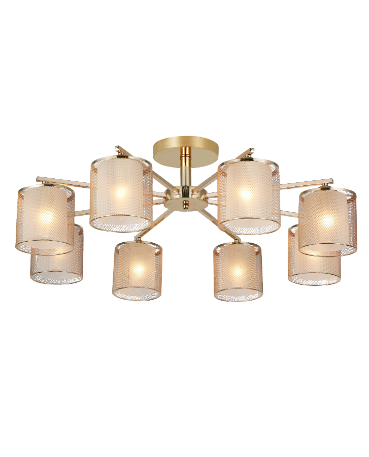 Люстра Престиж золото потолочная с плафонами на 8 ламп E27