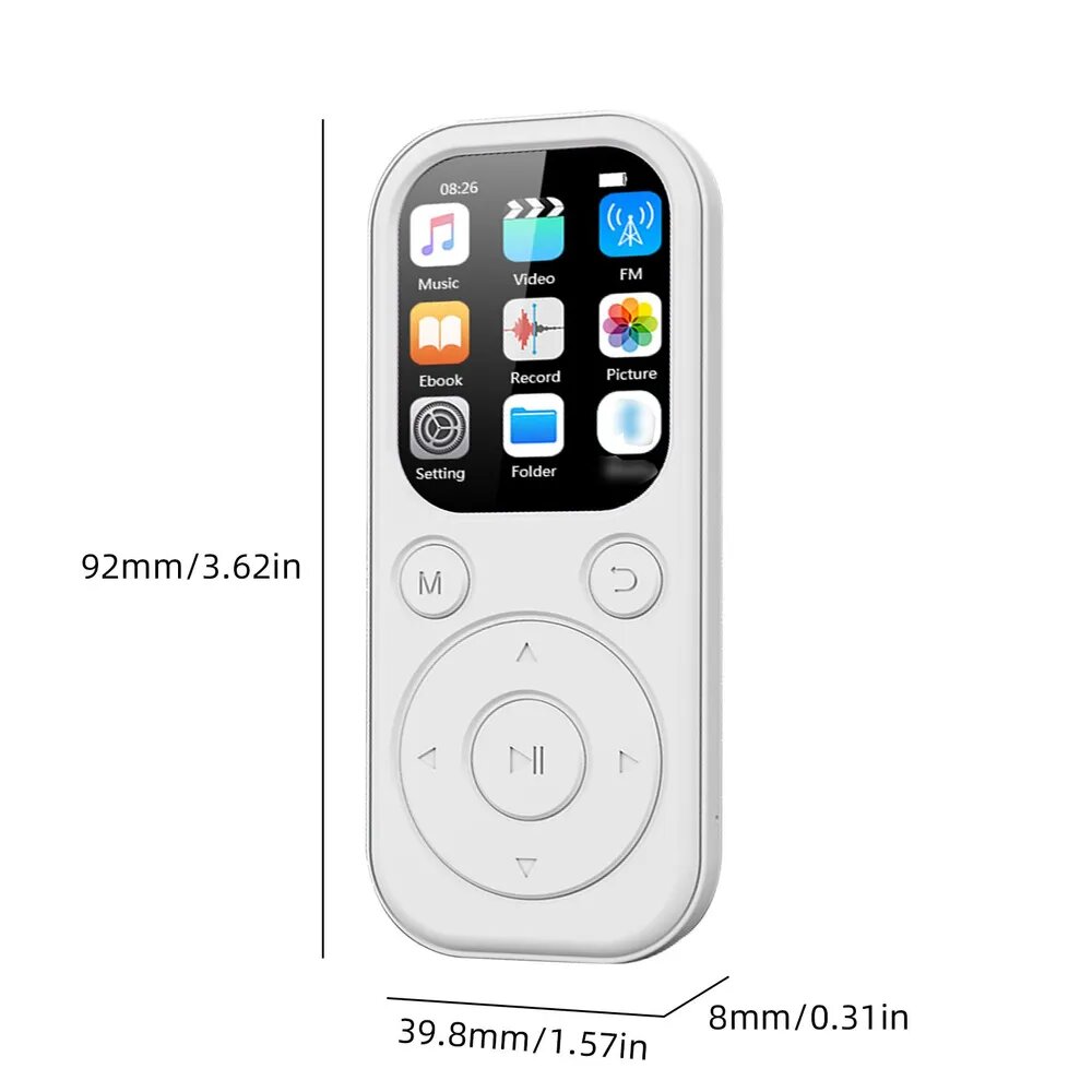 MP3-плеер портативный с экраном, белый, поддержка Bluetooth, micro SD, пластиковый корпус — фото 1