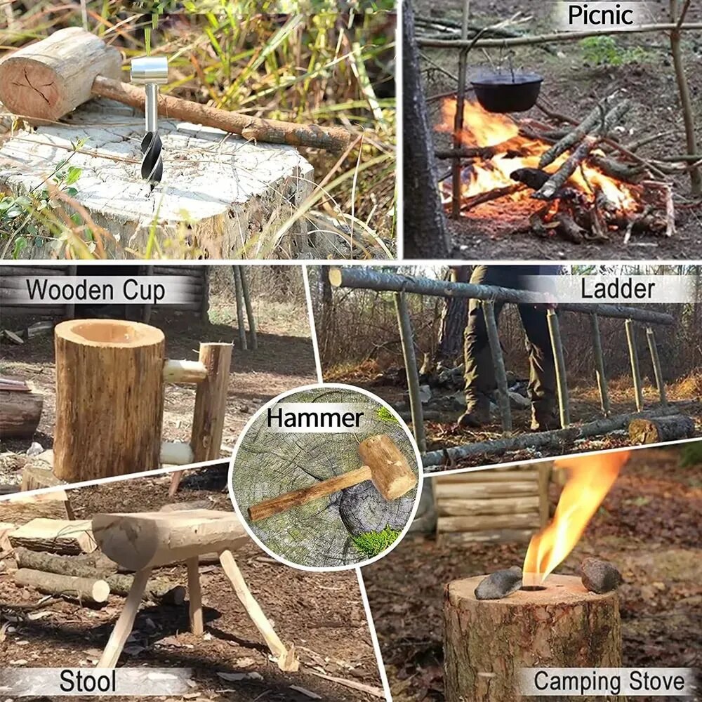 Ручная дрель по дереву для выживания на открытом воздухе