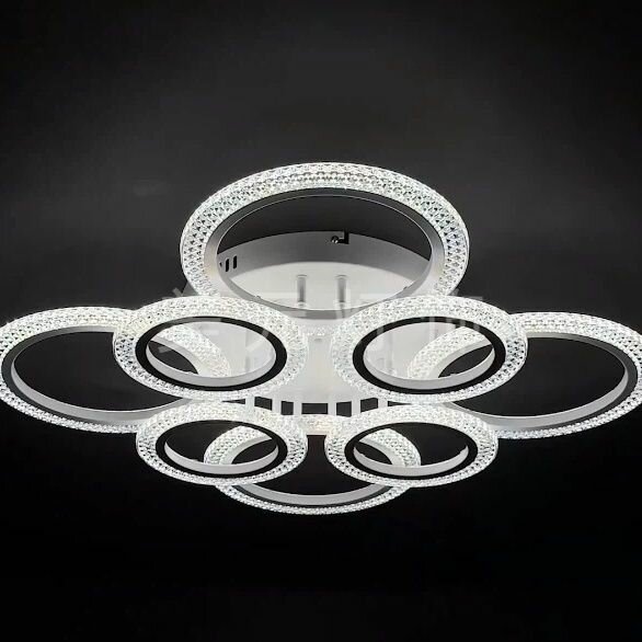 LED потолочный светильник 300 Вт+, 8 ламп, квадратный, акрил/металл, для спальни/столовой/детской, 10–15 м², голос/пульт/кнопка, энергосберегающий, защита глаз