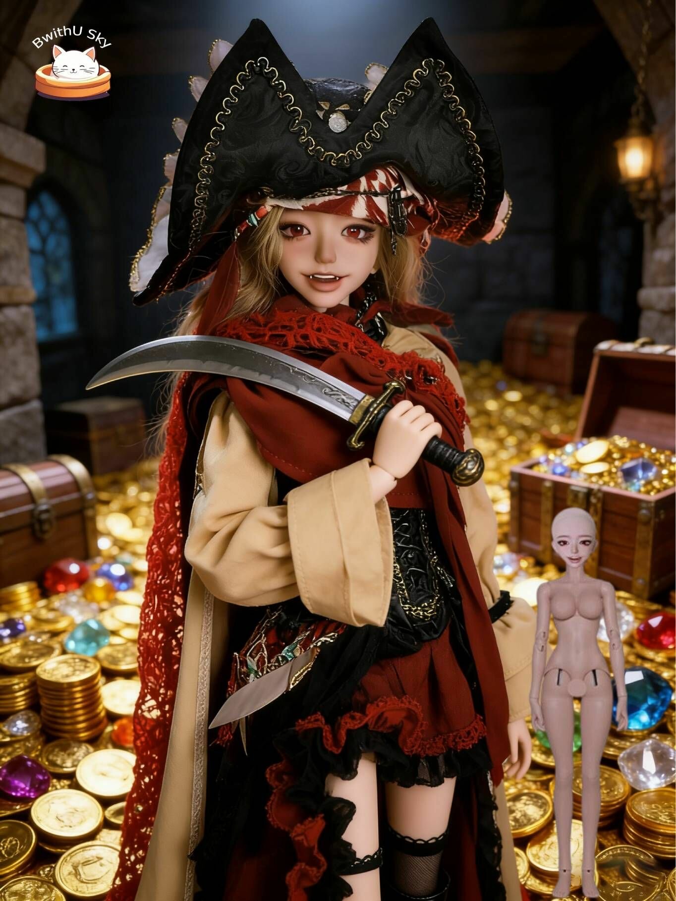 BwithUSky Cassandra 1/4 BJD обнаженная кукла с нормальной кожей + макияж в стиле фристайл, без аксессуаров