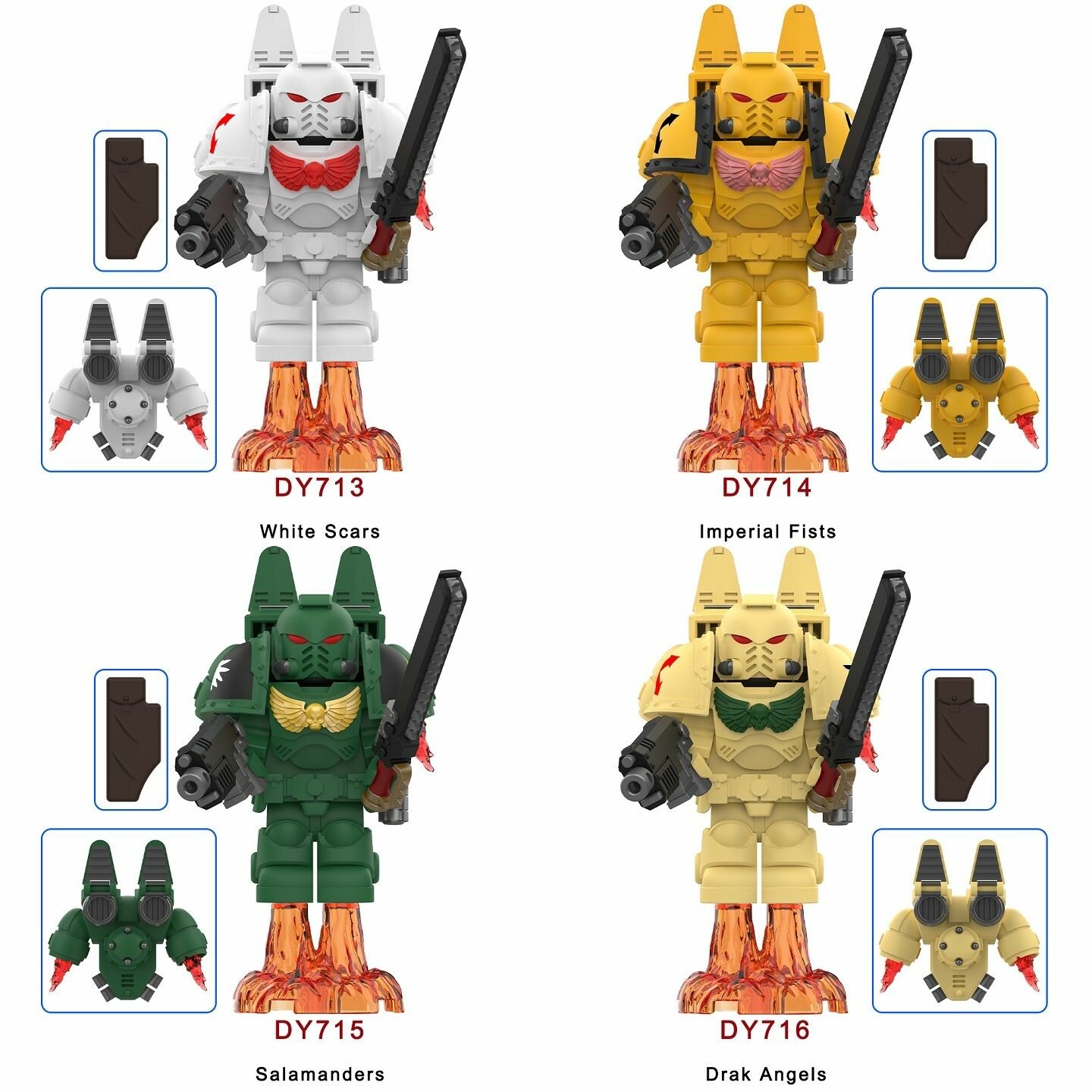 Набор минифигурки Вархаммер 40000 / Warhammer 40000(40K), совместимы с легo конструкторами 4шт (4.5см, пакет)/ DY713-716