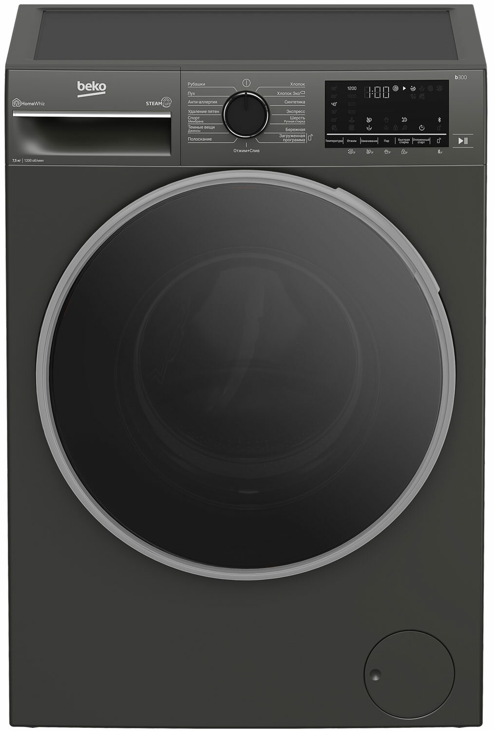 Стиральная машина Beko B3WFR57H2A, 7,5 кг, 1200 оборотов, антрацит
