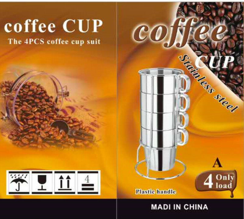 Набор чашек из нержавеющей стали 201/304, двухслойная детская кружка с ручкой, чашка для чая, кофейная чашка, кружка.