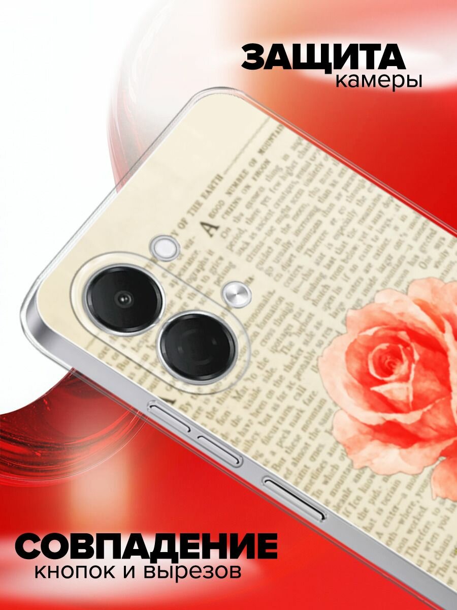 Чехол на Tecno Spark Go 3 / Текно Спарк Го 3 с принтом Гербарий роза — фото 1