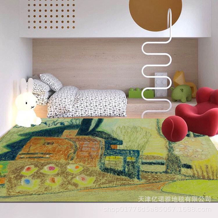 Полное ковровое покрытие для гостиной, современный минималистичный дизайн с граффити, теплоизоляционный и теплый, коврик для журнального столика из искусственного кашемира, износостойкий прикроватный коврик для спальни.