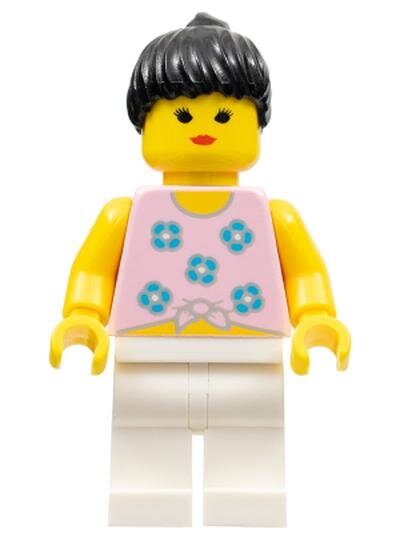 Минифигурка Lego par003 Blue Flowers - White Legs, Black Ponytail Hair