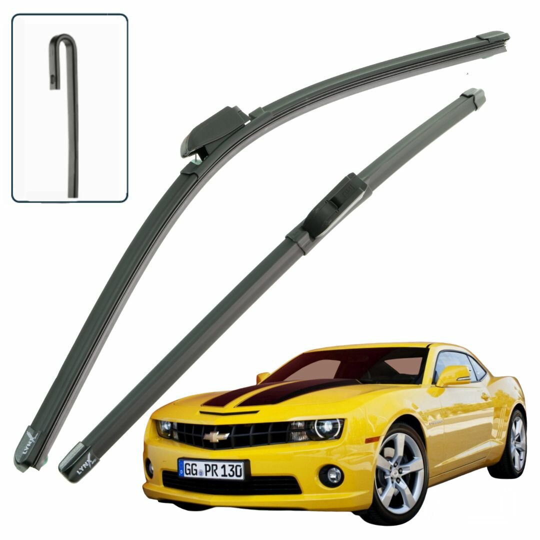 Дворники Chevrolet Camaro (5) / Шевроле Камаро 2008 - 2014 Щетки стеклоочистителя бескаркасные автомобильные LYNXauto к-т 2шт, 600мм-530мм