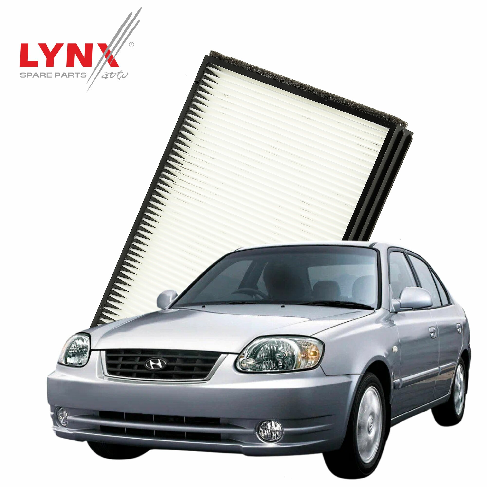 Фильтр салонный Hyundai Accent (2) / Хендай Акцент 1999 2000 2001 2002 2003 2004 2005 2006 / 1шт LYNXauto