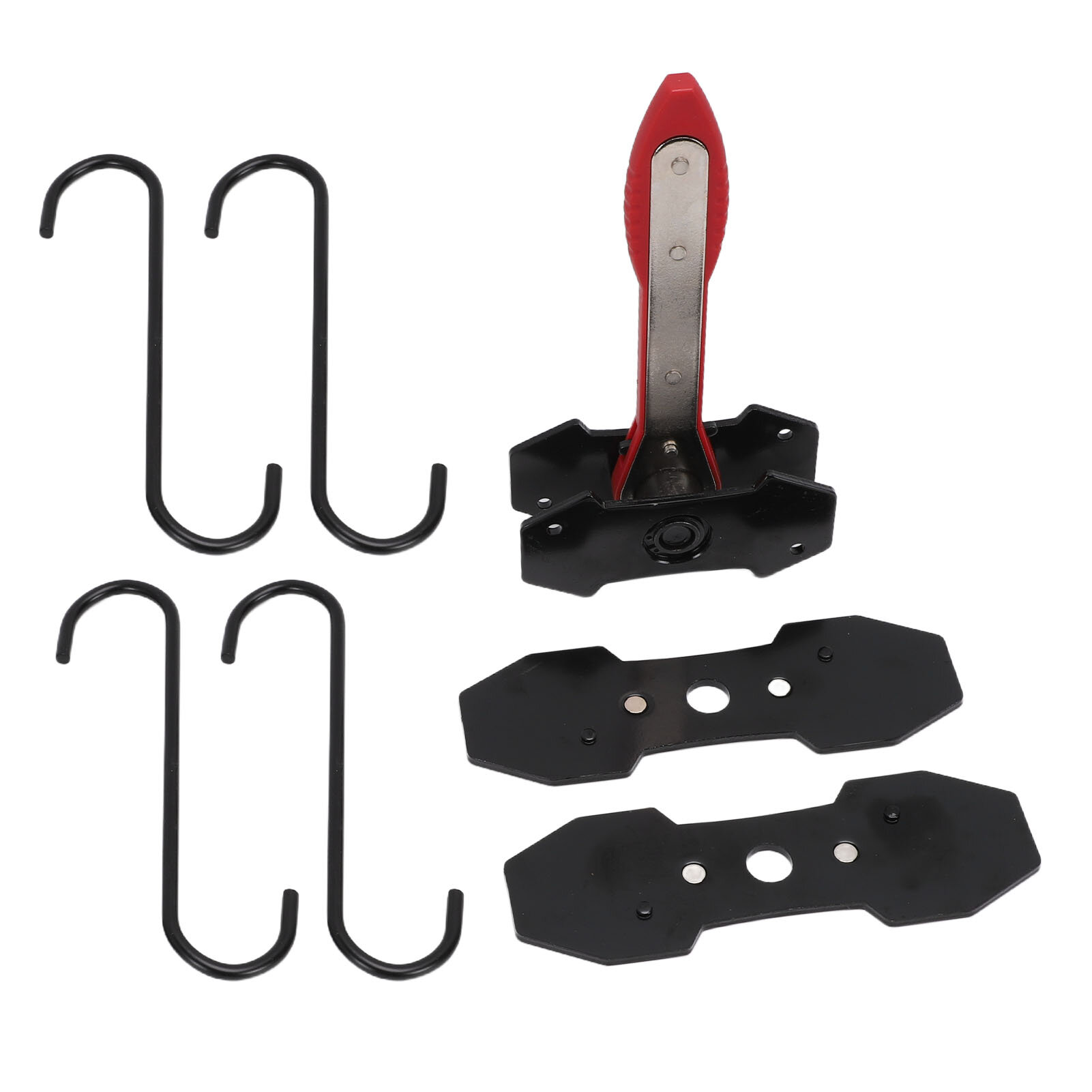 Инструмент Для Сжатия Тормозного Суппорта с Поворотным Храповиком на 360 Градусов с 2-мя Стальными Пластинами и 4-мя Крючками Красного Цвета