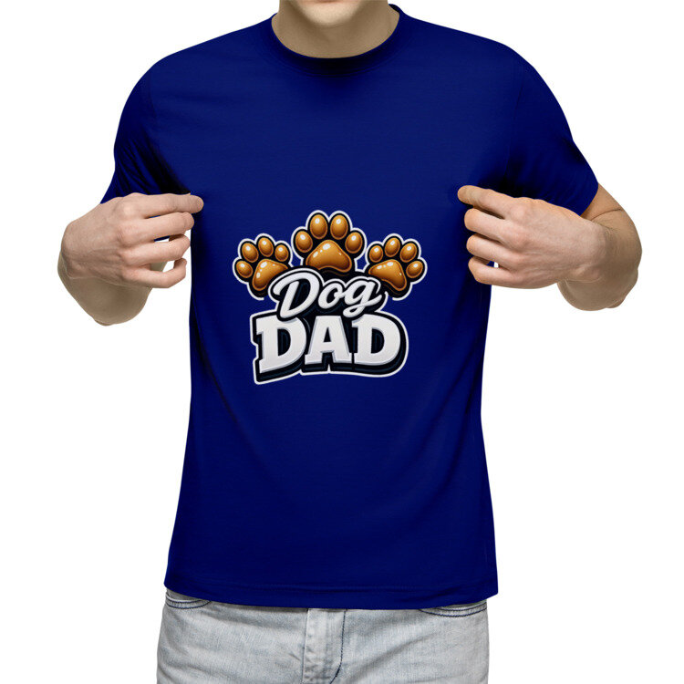 Мужская футболка «Dog Dad с лапами / Dog Dad Paw Prints Design» (синий, XL)
