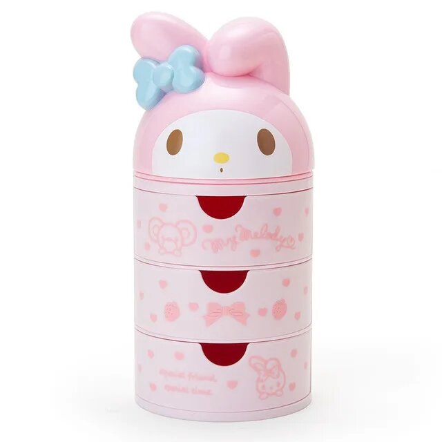 Коробка для хранения с тремя выдвижными ящиками в виде мультяшной Hello Kitty, косметичка в виде милой кошечки My Melody, милый подарок на день рождения (женская версия)
