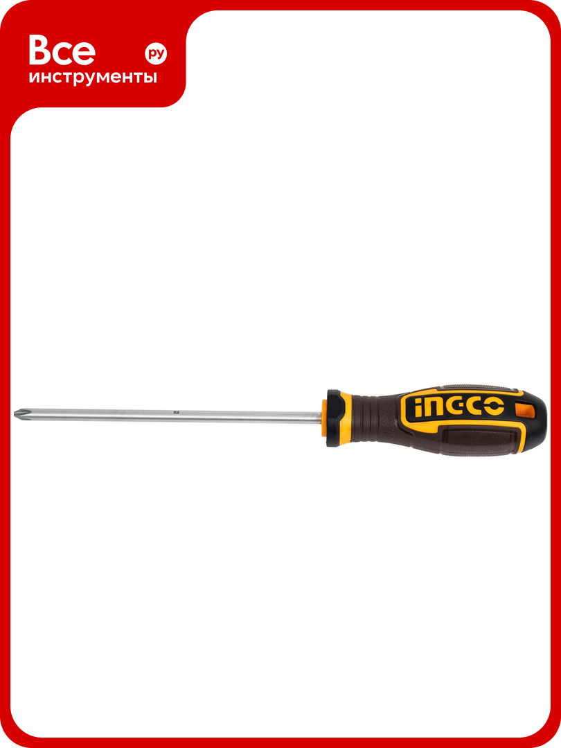 Отвертка INGCO PH2x150, профессиональная с намagnetившимся наконечником, для точных работ в труднодоступных местах