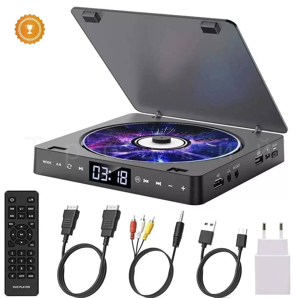 GM Портативный CD проигрыватель плеер с пультом управления WMA, CD, USB, MP3, Bluetooth, AVI, Домашний DVD-плеер высокой четкости