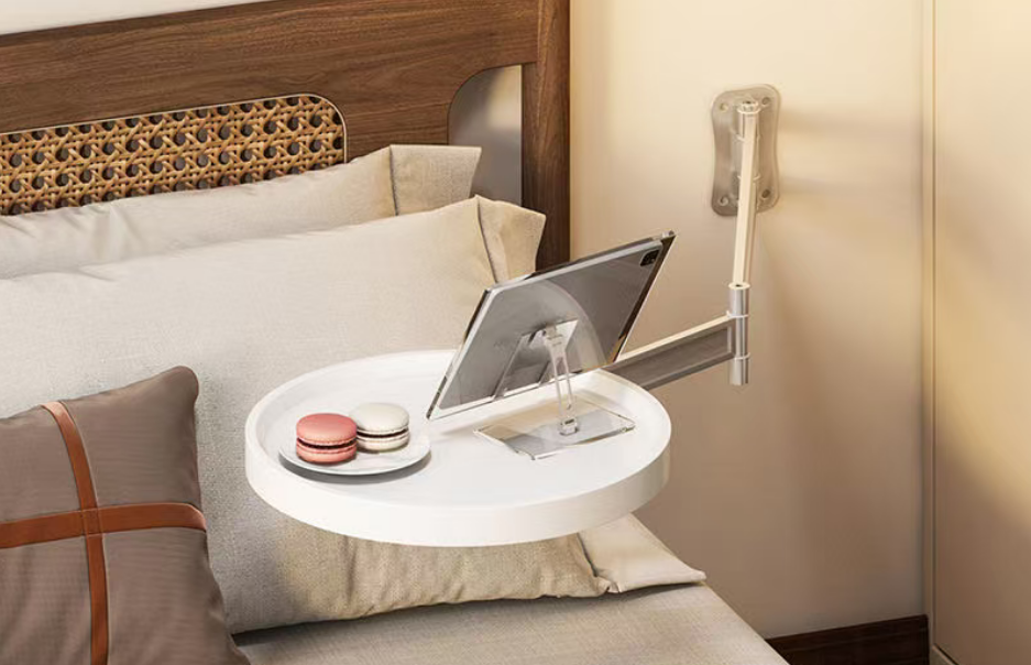 Складной прикроватный столик на стену | Деревянный круглый столик