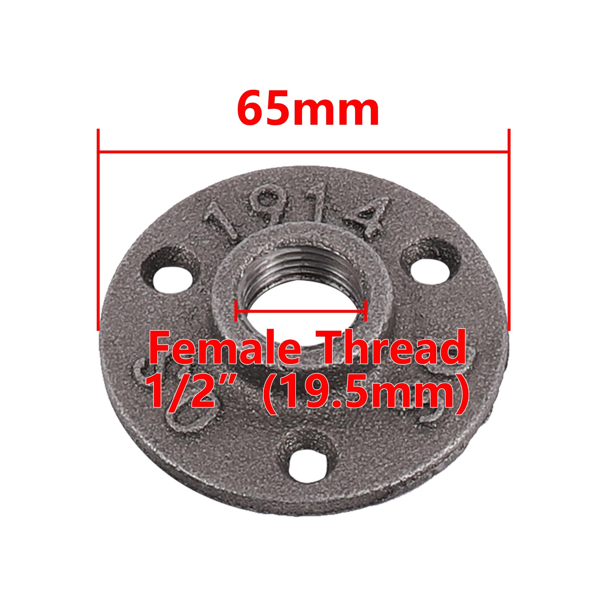 Декоративный фланец из чугуна черный 1/2" 3/4" 1"
