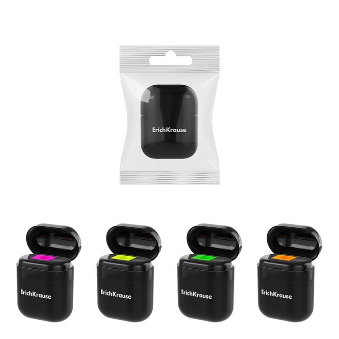 Точилка ErichKrause Case Accent, 1 отверстие, с контейнером, микс