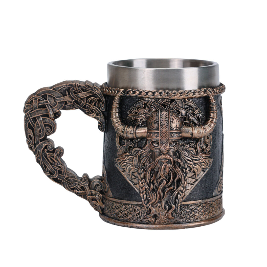 Кофейная чашка Viking Mark из нержавеющей стали Viking Pirate Beer Cup Большая емкость Чашка для воды (Высота: 12 см)