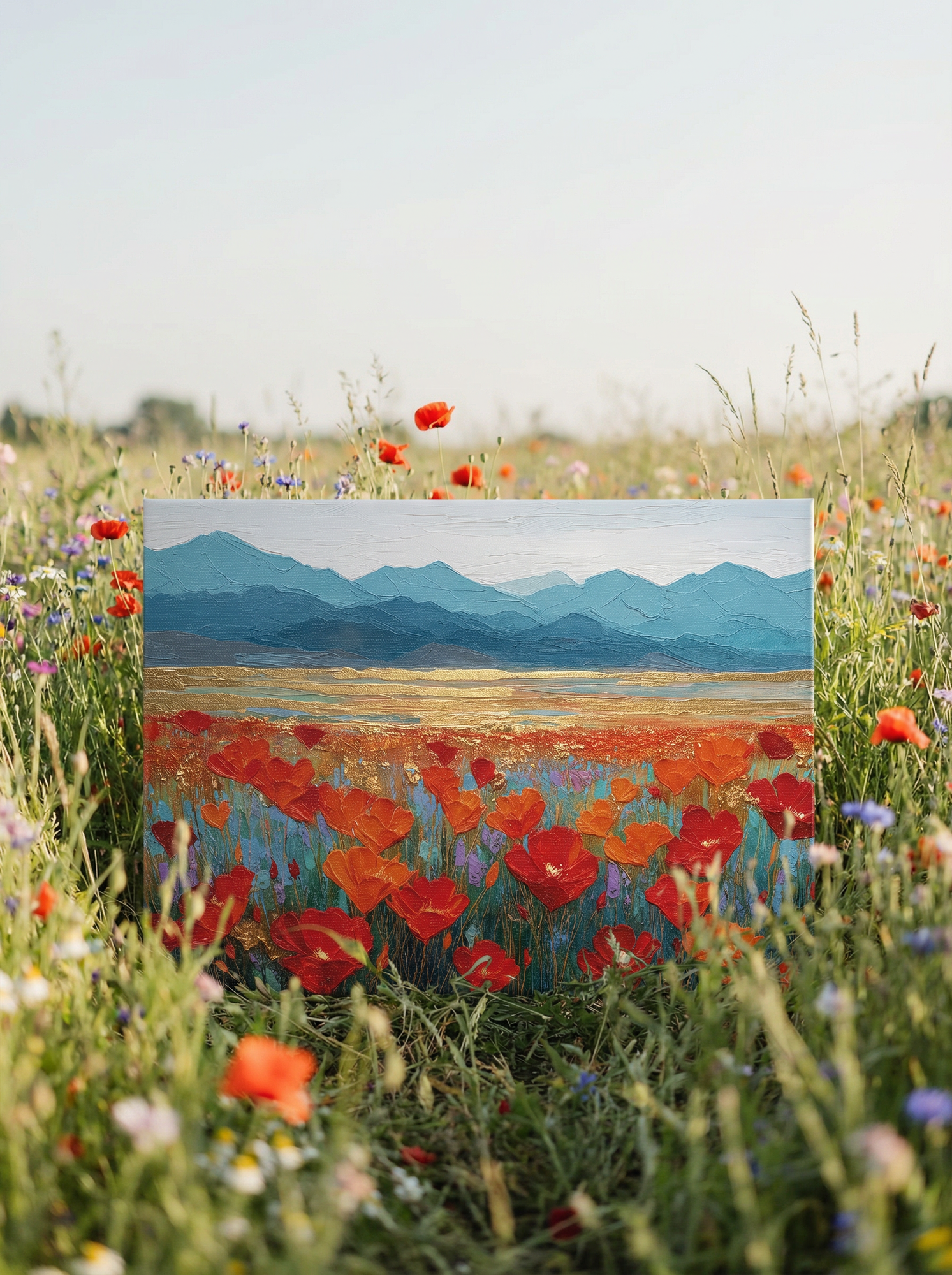 Большая картина Postermarket "Маковое поле" на холсте с подрамником 60х90 см
