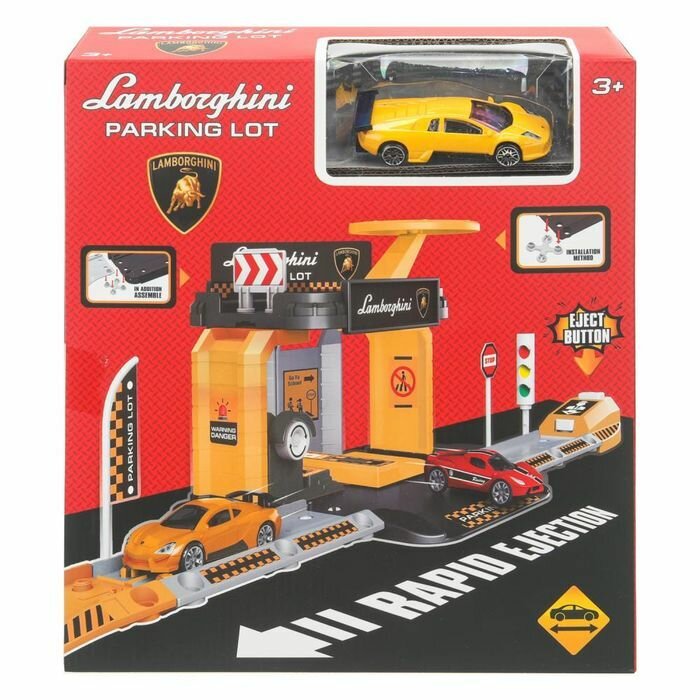 Автопарковка Huada Toys Lamborghini 1 машинка, пусковой механизм, металл, пластик, от 3 лет, Parking-lamb