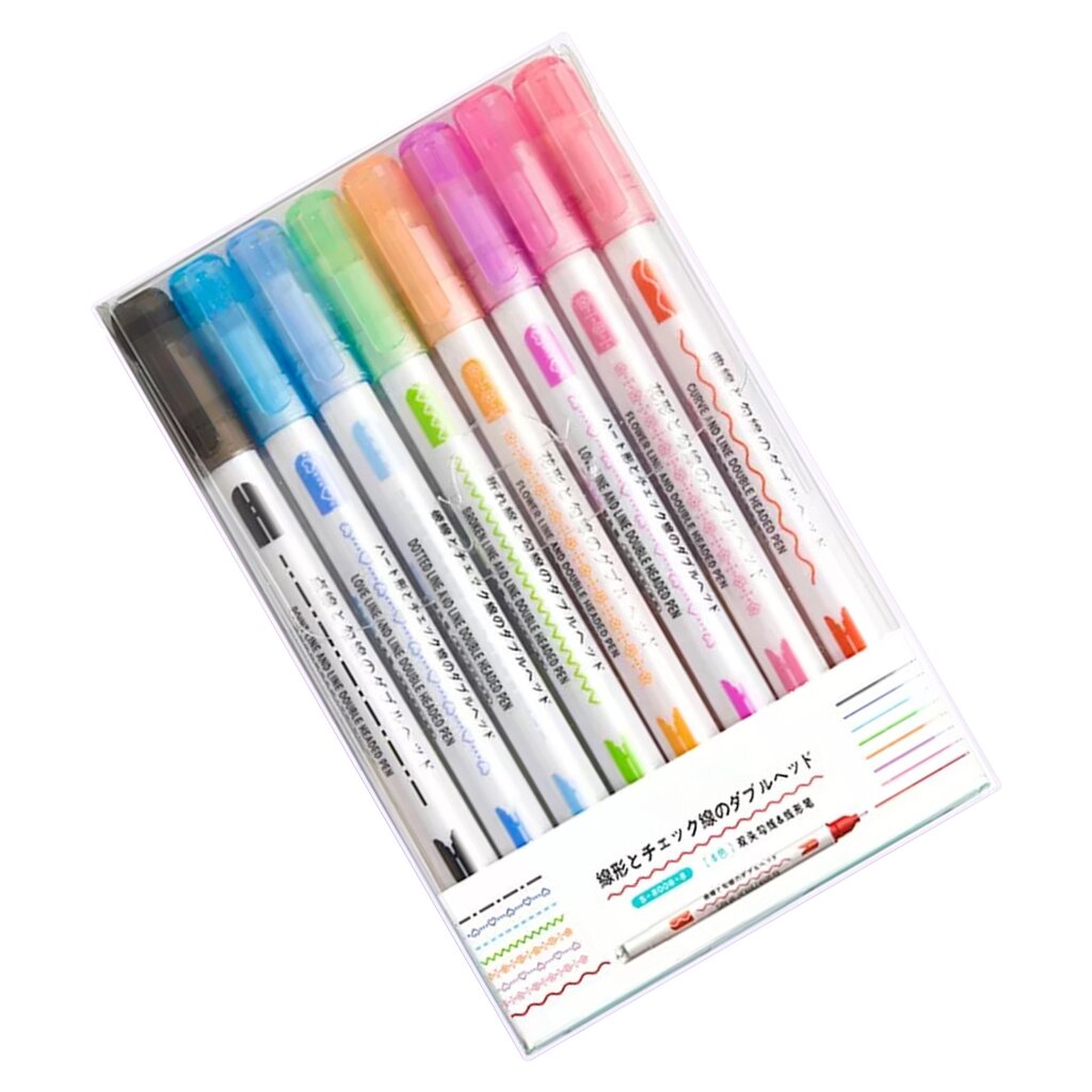 8шт Двойной Наконечник Флуоресцентной Ручки-Хайлайтера Контурный Маркер-Хайлайтер Для Записной Книжки Планировщик Дневник Ежедневные Заметки