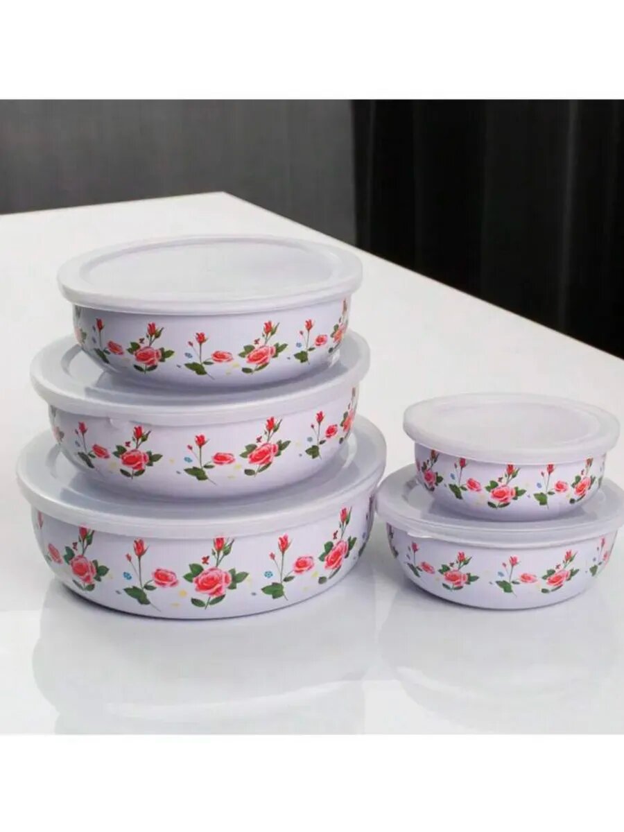 Набор эмалированных мисок 5 шт