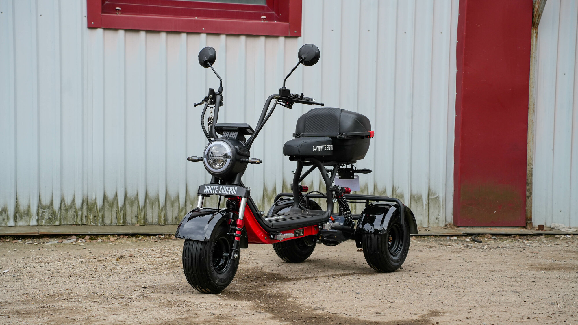 Электроскутер WHITE SIBERIA TRIKE MINI 1500W - Красный с боксом