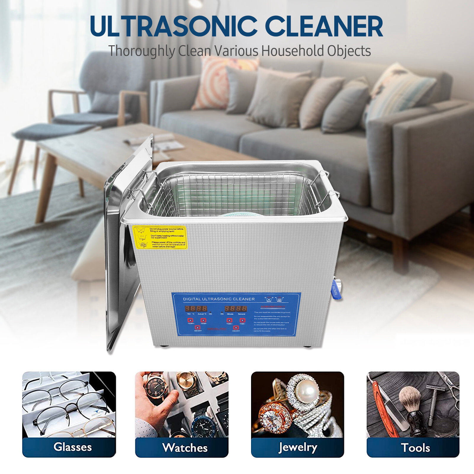 Ультразвуковая ванна 10L, с таймером, для часов и монет