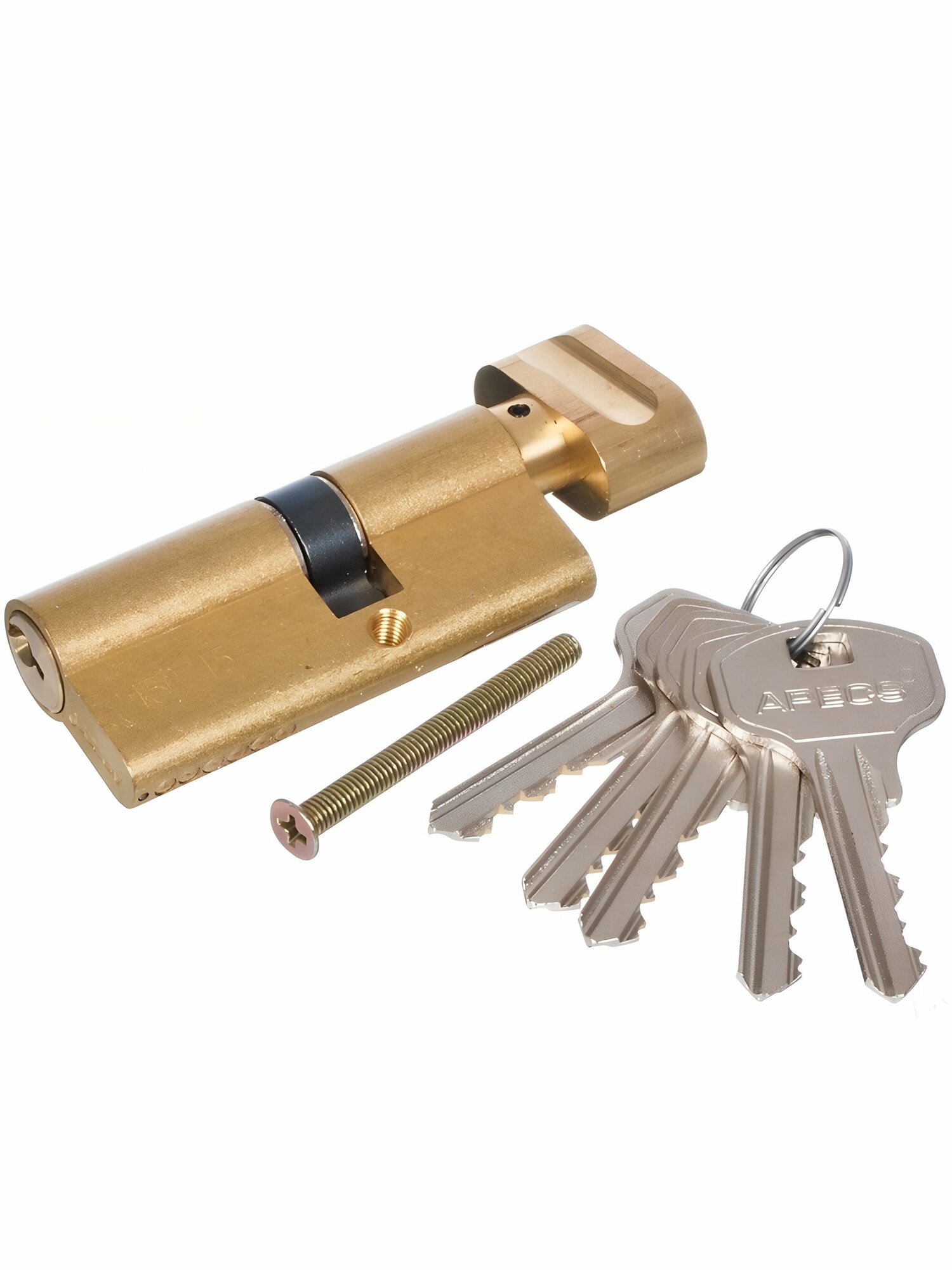 Личинка замка двери Apecs, SC-70 (30C/40)-Z-C-G/C-G, 70 мм, с заверткой, золото