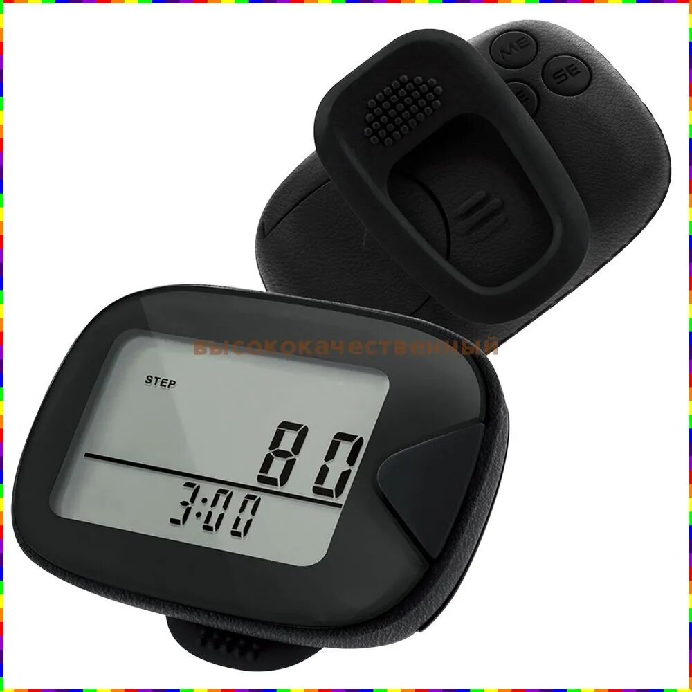 Шагомер 2D для измерения шагов, пройденного расстояния и расхода калорий, черный