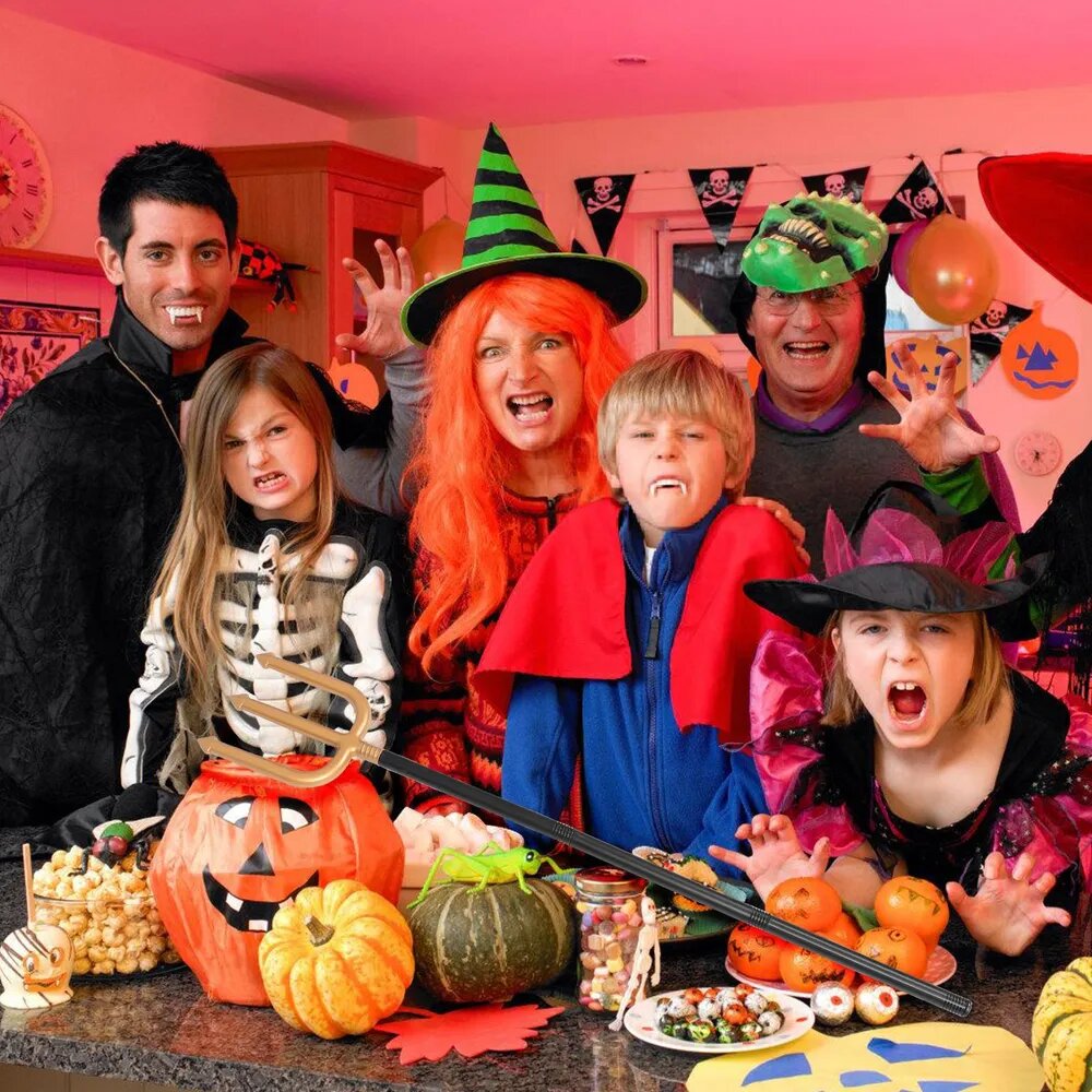 Пластиковый Тризуб Золотого Цвета, Идеальный Аксессуар Для Маскарадных Вечеринок И Хэллоуина, 1 Упаковка