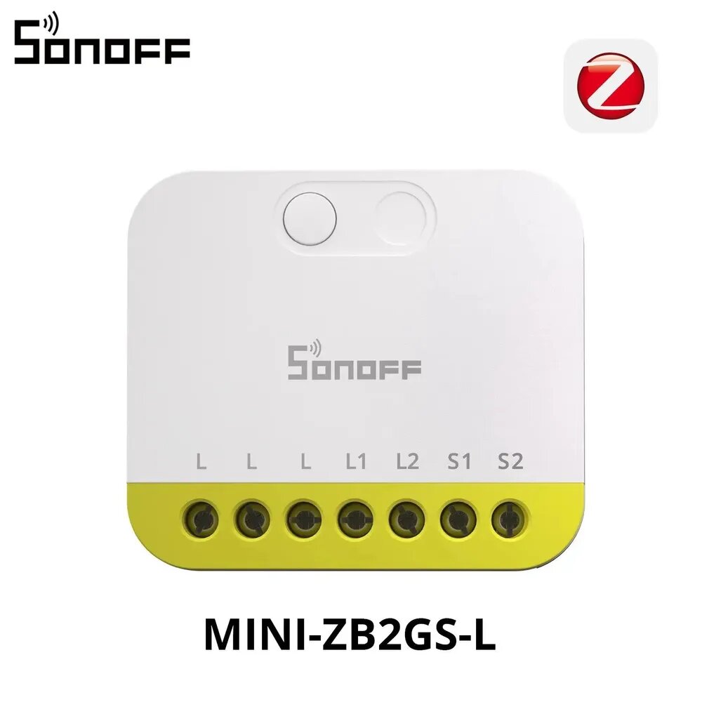 ZigBee Реле SONOFF MINI DUO-L 2-канальное Zigbee Smart Switch MINI-ZB2GS-L (Работает с Алисой, Нейтральная линия не требуется)