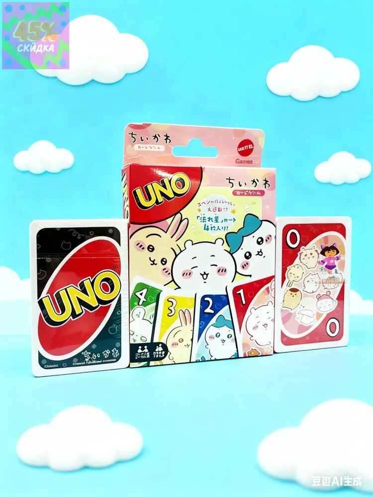 Карточная игра-головоломка для 2-10 человек, пасьянс Chiikawa UNO-DKD-CJ0828- ХИТ!