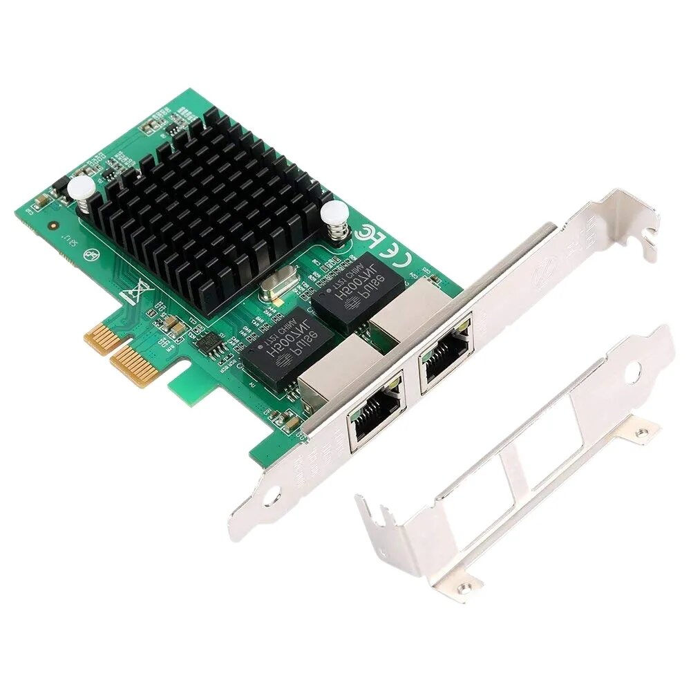 Карта сетевого контроллера Gigabit Ethernet Pci-E 10/100/1000 Мбит/с, Rj45 X2 Dual 2