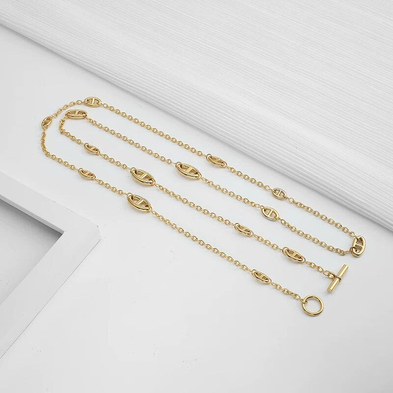 Замена цепочки для сумки Hermes Kelly - Pig Nose Chain, 120 см, твердое золото, замок от