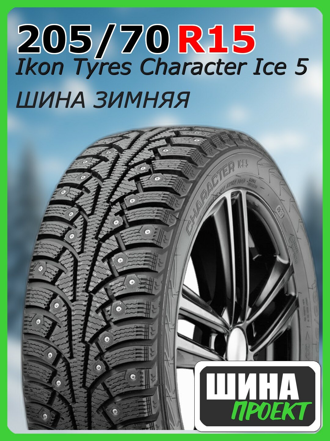 Шина зимняя шипованная Ikon Tyres 205/70/15 T 100 Ikon Character Ice 5 XL Ш. для легковых автомобилей TS77919