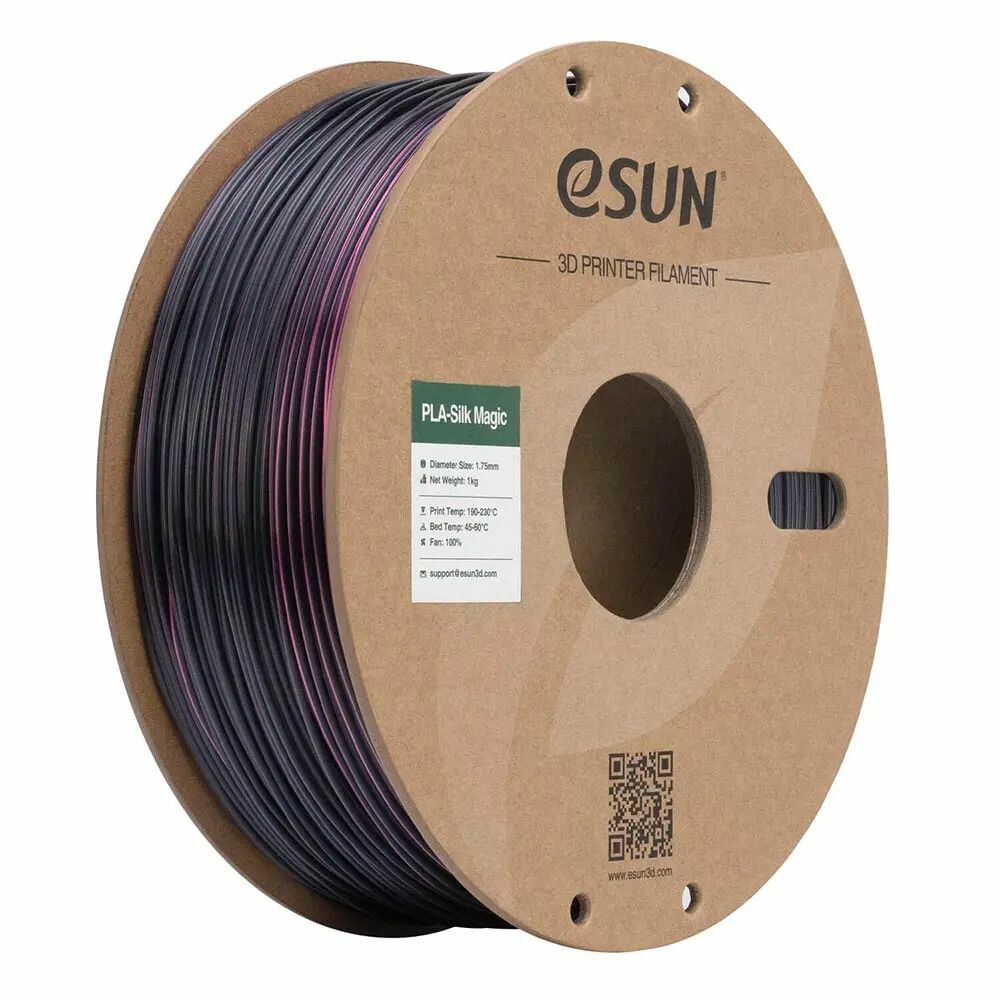 Филамент eSUN Silk-PLA Magic для 3D принтера, Черно-розовый 1 кг.