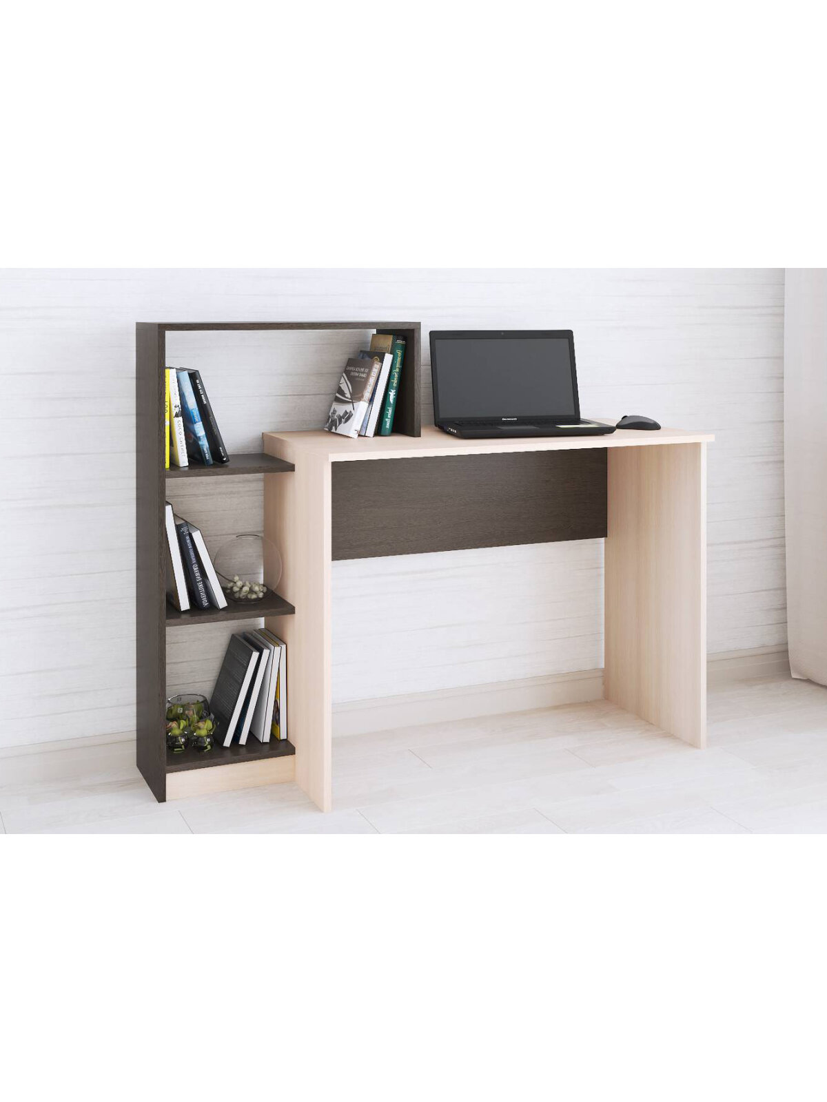 Стол компьютерный "Квартет-2 Венге / Дуб" Huge Mebel. Ширина 1250 Высота 1020. Столы компьютерные