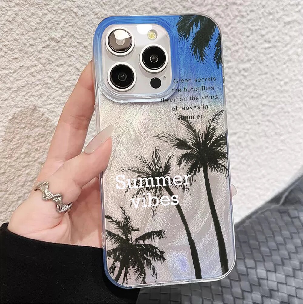 Чехол для iPhone 15 Summer Vibes, пальмы