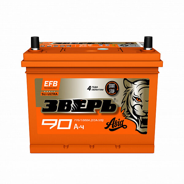 Аккумулятор автомобильный зверь EFB ASIA 90 А/ч 770A ОП (255х171х221) D26L 260x175x225