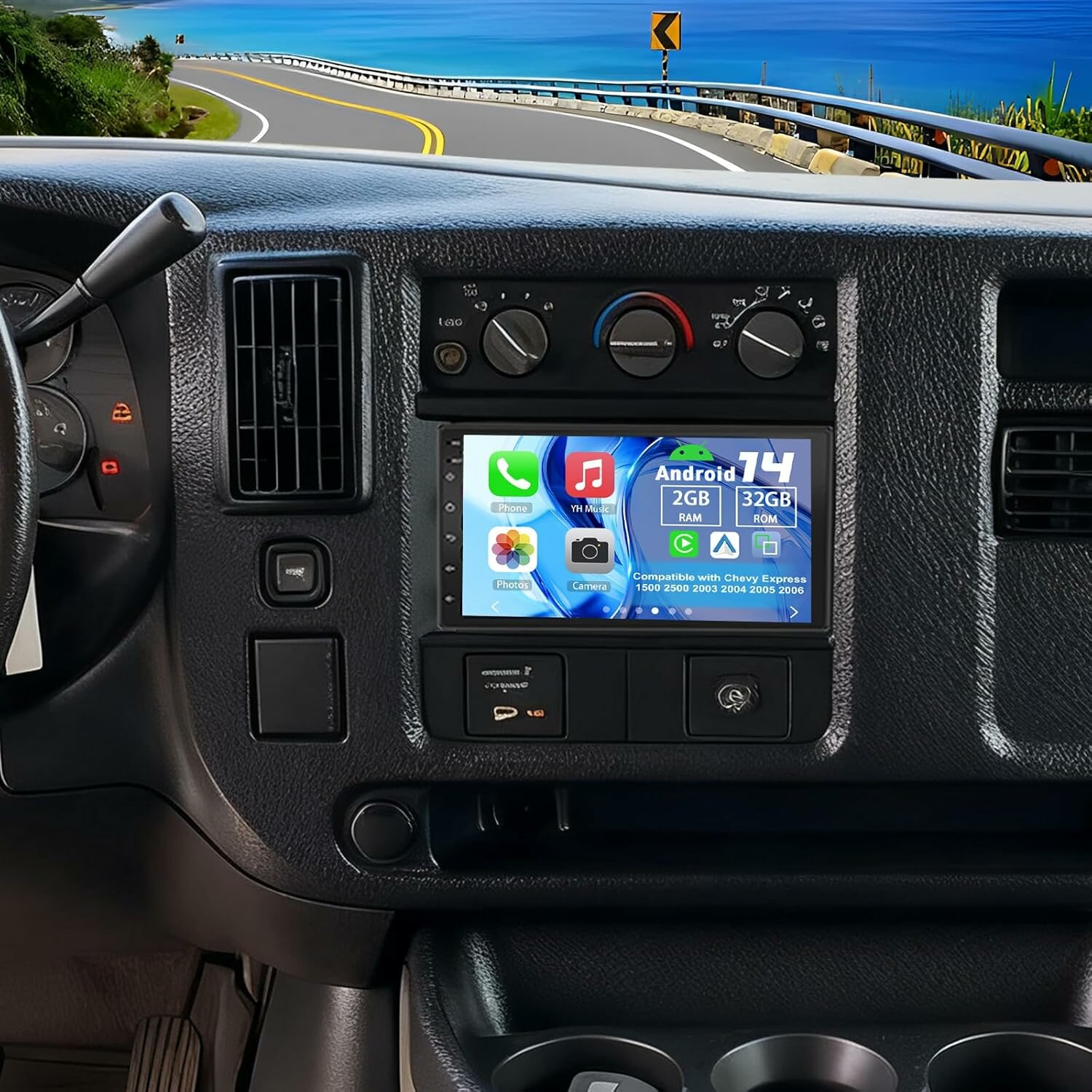 Автомобильная стереосистема с двойным Din Android 14 для Chevy Express 1500 2500 2003-2006, 7-дюймовая автомобильная