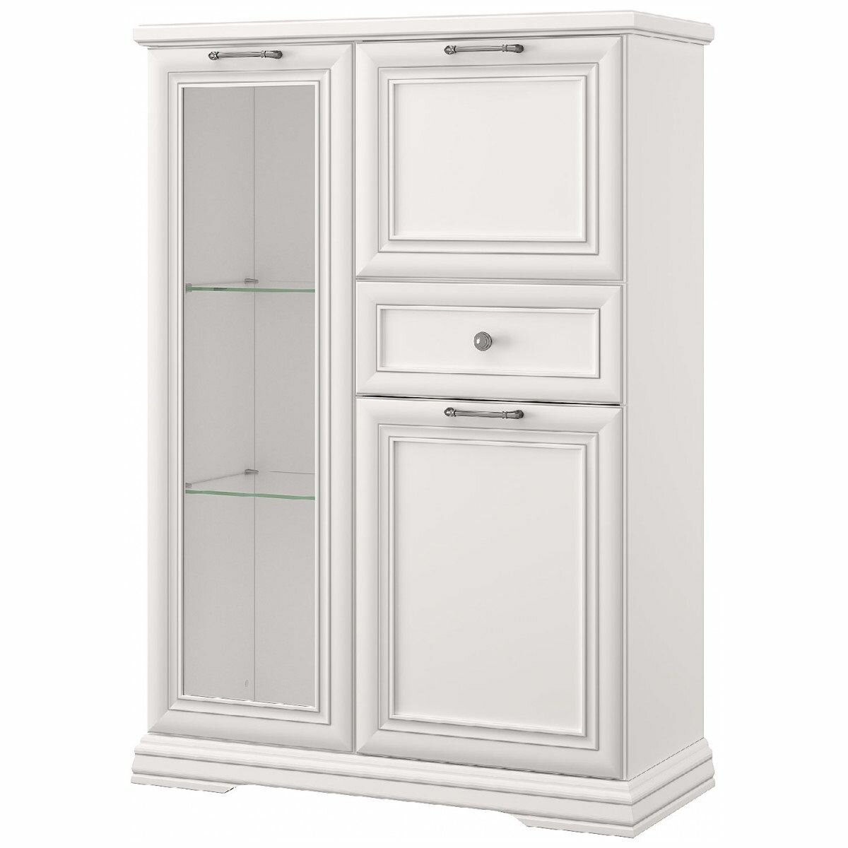 Шкаф с витриной Anrex SEVILLA 1V2D1S, 96х137х41,4см, цвет белый