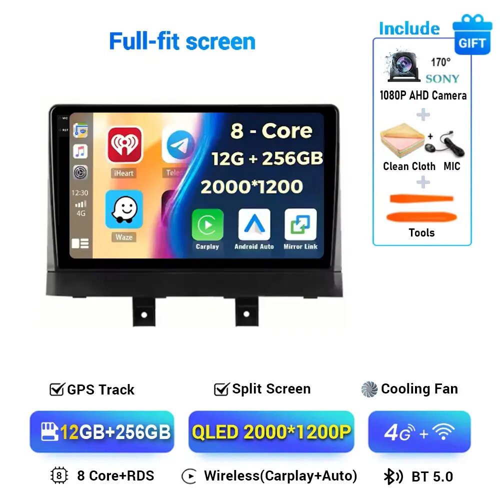 Android автомагнитола QLED 2000*1200 12G+256G Carplay