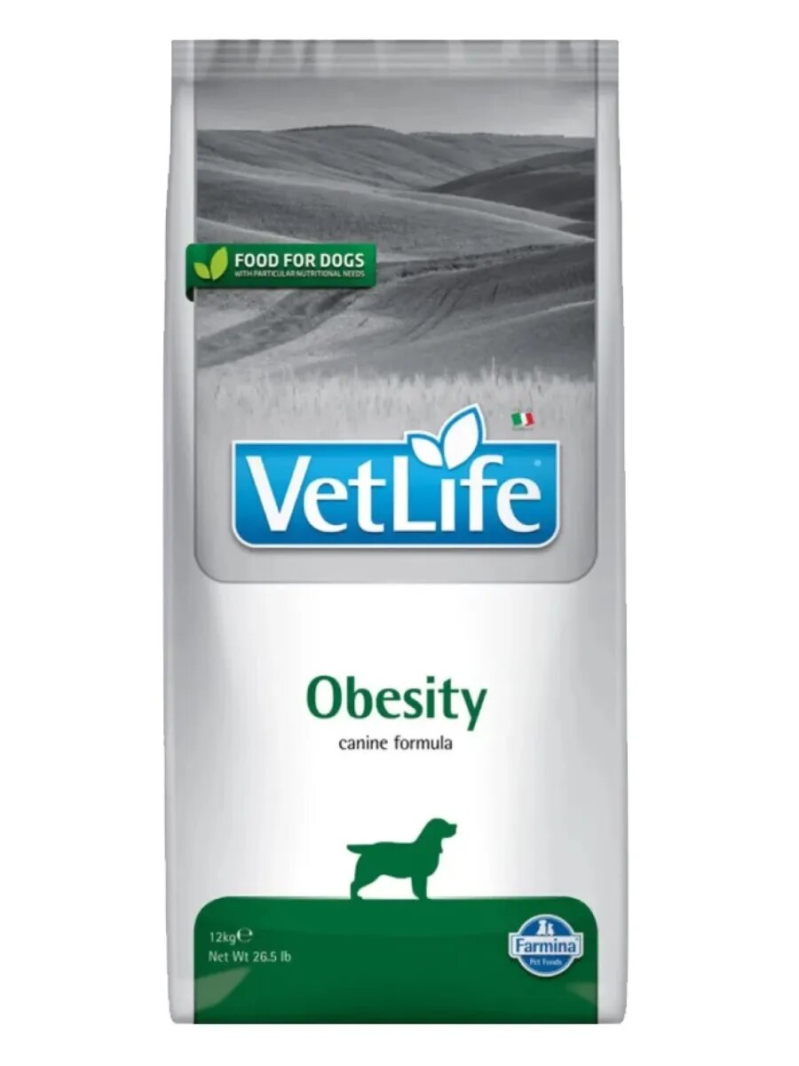 Сухой корм Farmina Vet Life Obesity (Фармина) для собак снижение избыточного веса, 12 кг