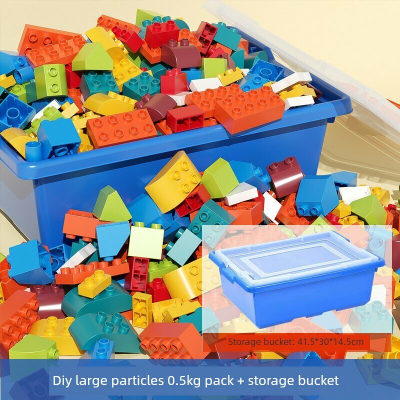 Деревянные строительные блоки с большими деталями для малышей 3-6 лет, обучающая игрушка DIY, 0.5 кг в контейнере