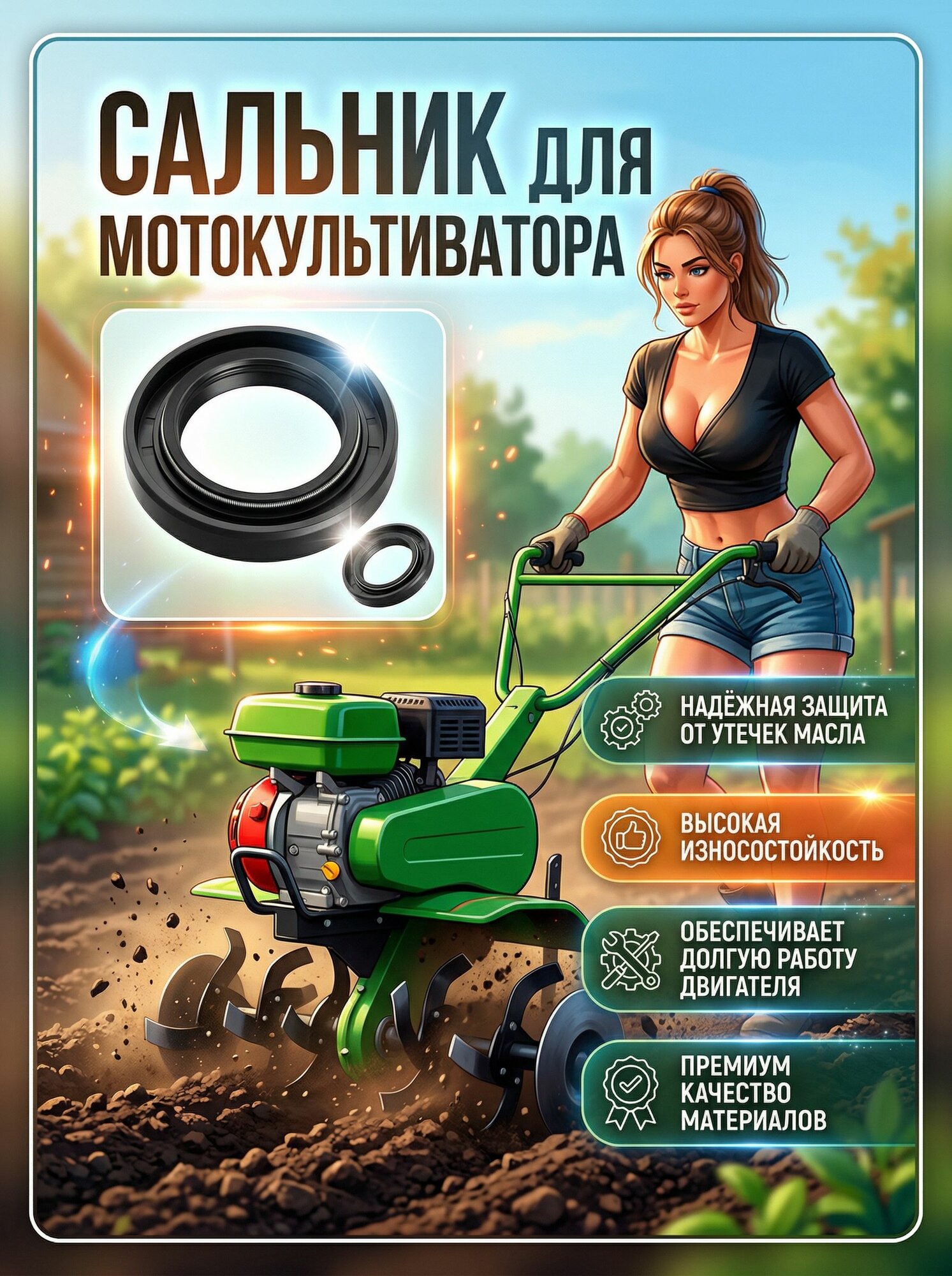 Сальники мотоблока Угра, ремкомплект коробка передач и редуктор, 5шт. NQK.SF