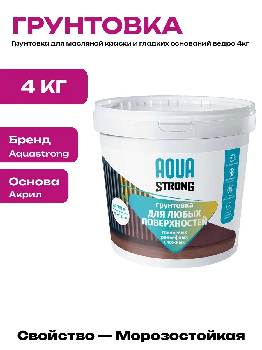 Грунтовка для ремонта упрочняющая на основе акрила ведро 4кг