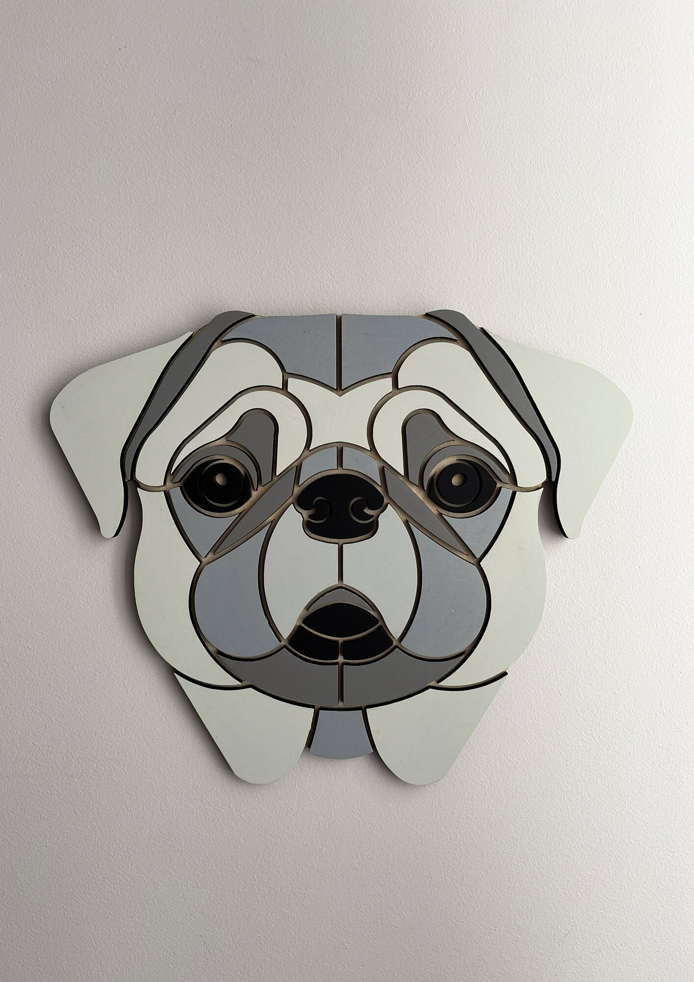 Панно (декор на стену) интерьерное с собакой Мопс авторское ручной работы